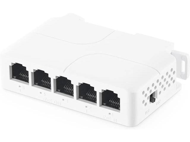PoE Passthrough Switch, 1 PoE in 4 PoE Out Extender, IEEE802.3af/at/bt ...