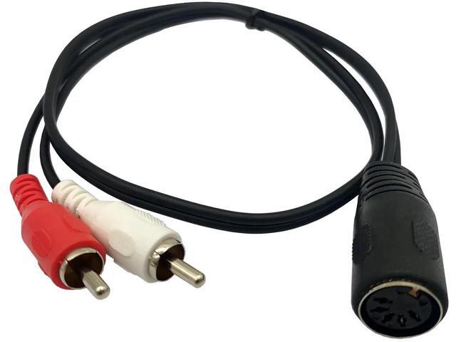 DIN 5 Pin to RCA Cable, 1.5Ft/50cm 5-Pin Din Female to 2 RCA Male Audio ...