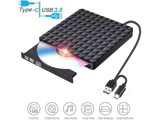 Slim Type-C/USB3.0 External CD Drive, Portable CD/DVD +/-RW Drive Ultra ...