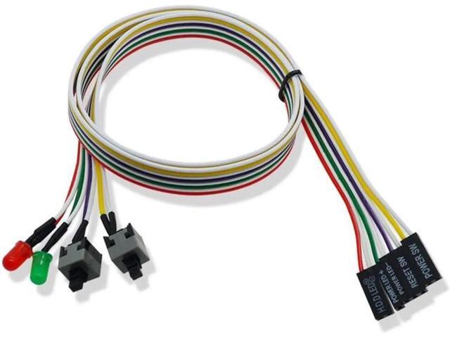 PC Power Switch Cable with LED Light Desktop Computer Case Re-starting ...
