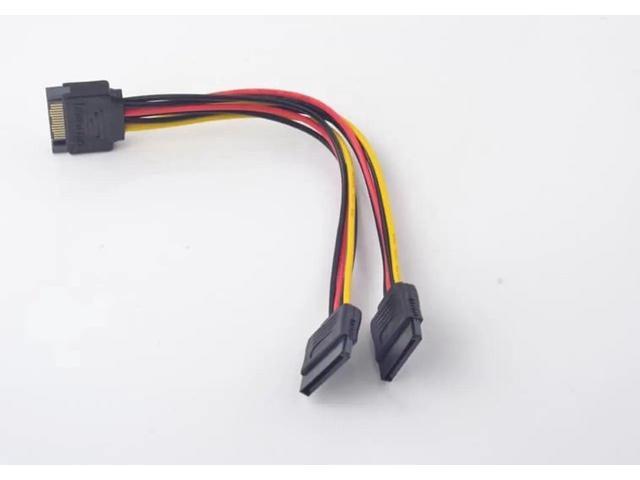 15Pin SATA Male to 2 x 15Pin Female Power Cable Adapter Converter ...