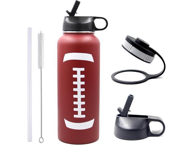40 oz Football Water Bottle, Metal Travel Tumbler Sports Flask with 2 ...