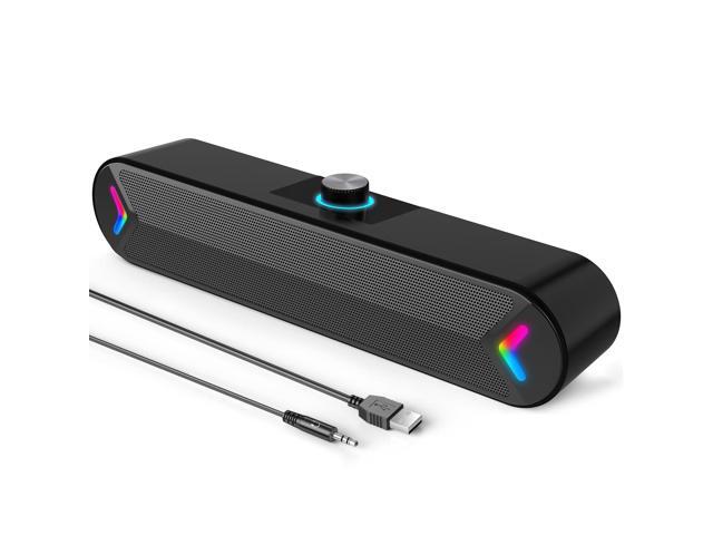 LENRUE Computer Speakers,Wired USB-Powered Sound-bar with 10W Stereo ...