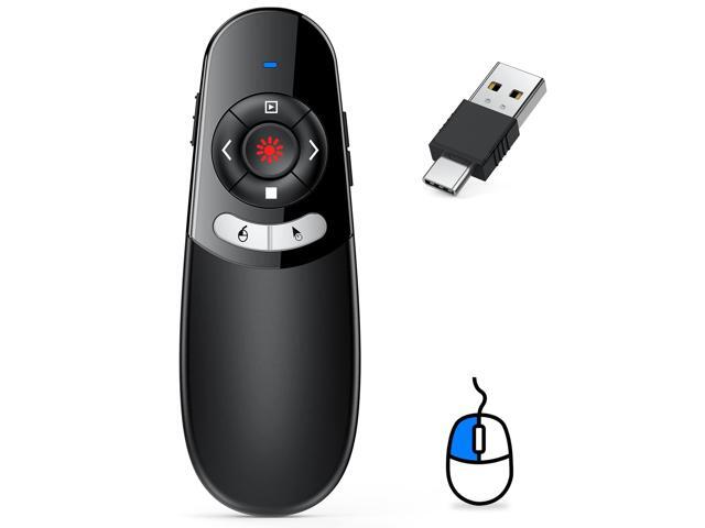 2 in 1 Type C and USB Presentation Clicker with Air Mouse Control, RF 2 ...