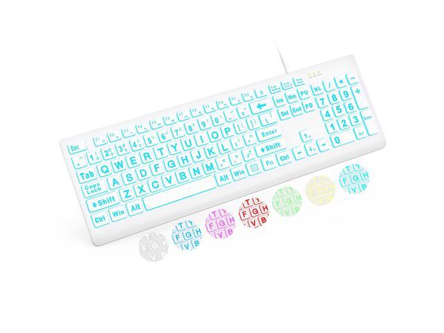 Large Print Backlit Keyboard, Wired USB Lighted Computer Keyboards with ...