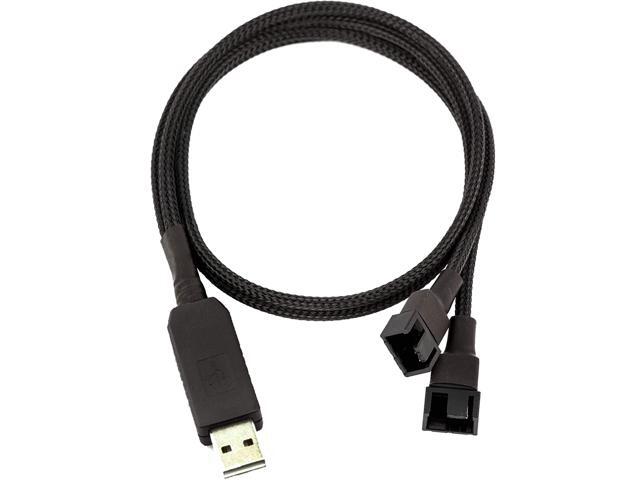 Vszerda USB 12V to Dual 4 Pin or 3 Pin PC Fan Sleeved Power Adapter ...