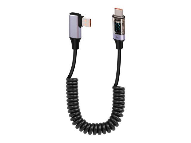 Vszerda PD 66W USB A to USB C Coiled Fast Charging Cable with Digital ...