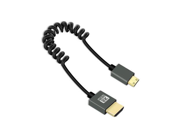 Vszerda 8K Mini HDMI to HMDI Coiled Cable 2.2FT, Spring Spiral HDMI to ...