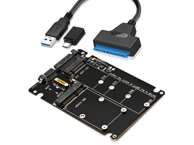 Vszerda M.2 SATA 3.0,mSATA to SATA or USB Type C Adapter 2-in-1 Card ...