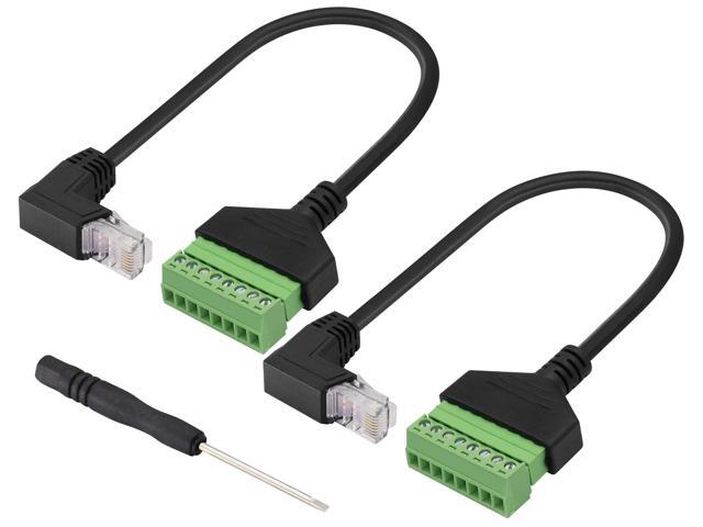 Vszerda 90 Degree Cat 5 Ethernet Screw Terminal Cable (Down Bend) RJ45 ...