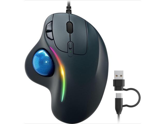 Wired Trackball Mouse with RGB Lighting, Ergonomic Thumb Control to ...