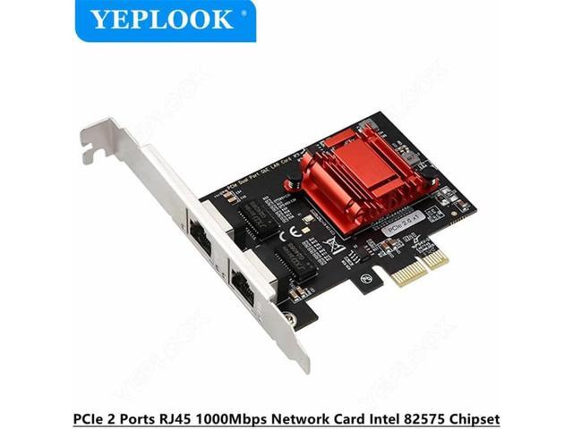 JAENFONG PCIe x1 Dual RJ45 Gigabit Network Card 10/100/1000Mbps Wired ...