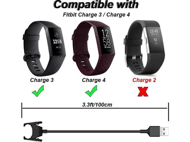 Charger for Fitbit Charge 3/4 Replacement USB Charging Cable Clip Cord ...