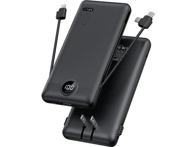 Portable Charger Built-in Cables and AC Wall Plug USB C Power Bank ...
