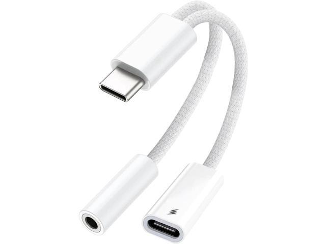 JAENFONG USB C to 3.5mm Audio Adapter 2 in 1 USBC to Headphone Jack ...