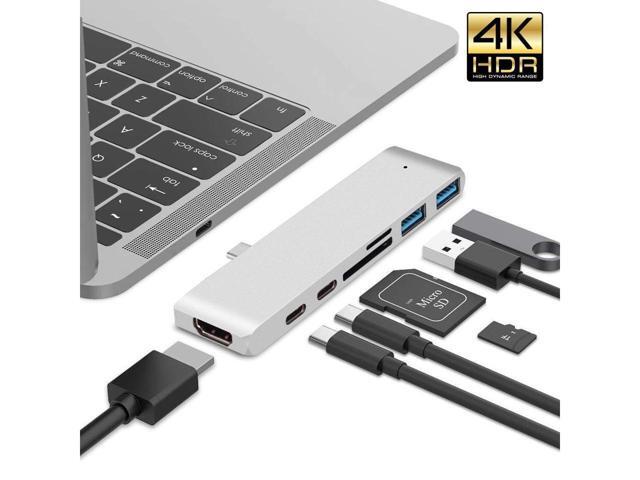 USB C Hub 7-in-1 Type-C Adapter Hub Connect USB 3.0, 4K HDMI Port, SD ...