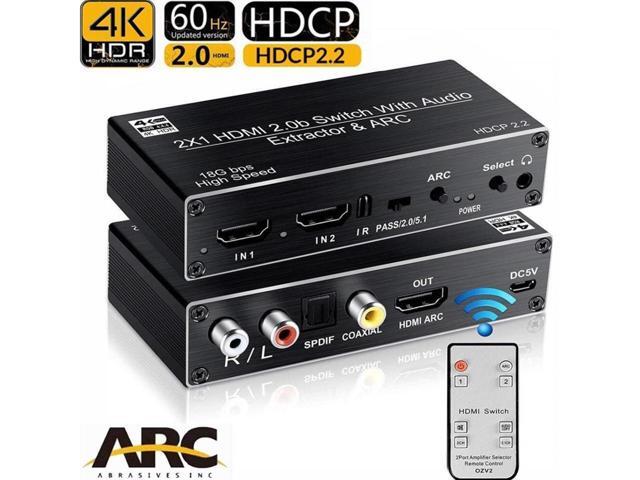 HDMI Switch Audio Extractor, HDMI Switch Splitter 2 Inputs 1 Output ...