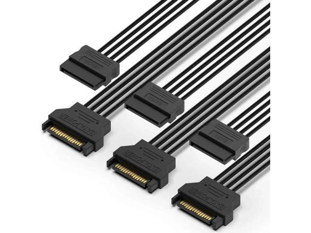 3 Pack SATA Power Extension Cable 3Pack 15 Pin SATA Male to Female ...