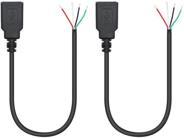 Short USB A Female 4 Pin Bare Wire 11inch,USB 5V/2A 4 Pin Pigtail Open ...