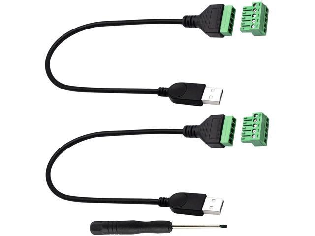 USB 2.0 A Screw Terminal Block Connector Cable USB 2.0 A Male Plug to 5 ...
