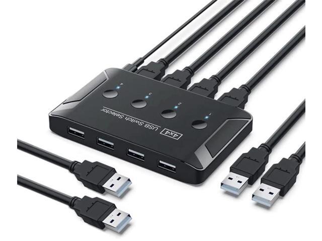 KVM USB 2.0 Switch Selector 4 Port PCs Sharing 4 Devices for Keyboard ...