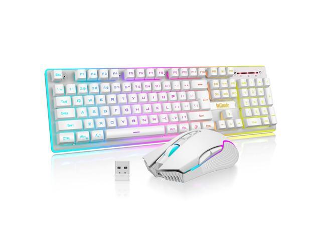 K10 Wireless Gaming Keyboard and Mouse Combo, LED Backlit Rechargeable ...