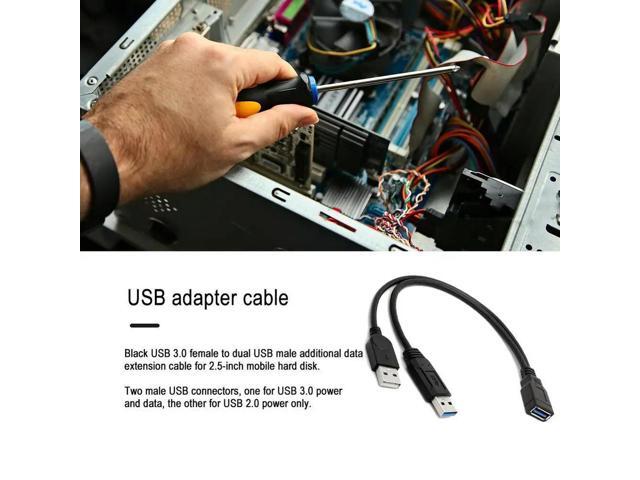 USB 3.0 Female to Dual USB Type A Male Extra Power Data Y Extension ...
