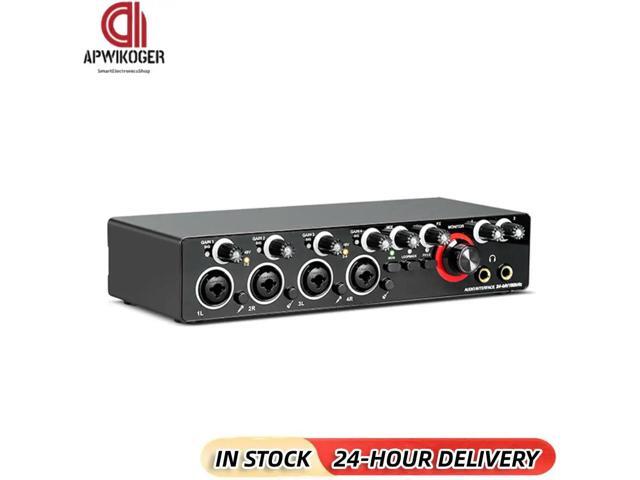 4 Channel Audio Sound Card 24-bit 4-in 2-out Recording Soundcard Volume ...