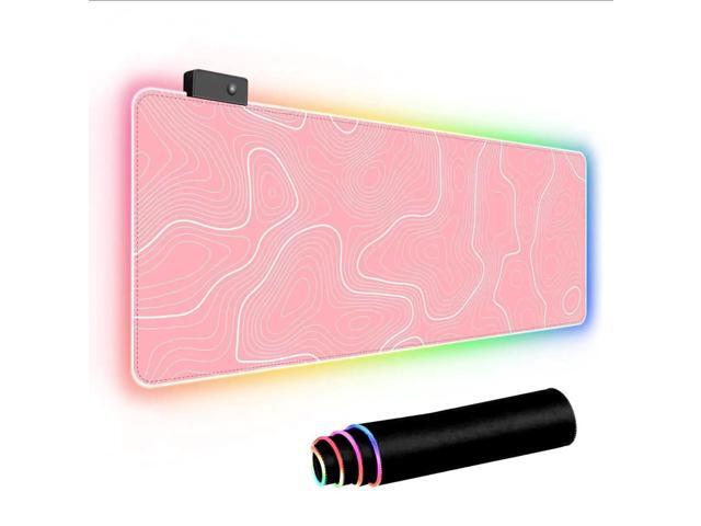 JVFYI Pink RGB Mouse Pad LED Desk Mat Large Gaming Mousepad Pink and ...