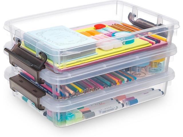3 PCS Plastic Storage Bins with Lids Portable Project Case Water ...