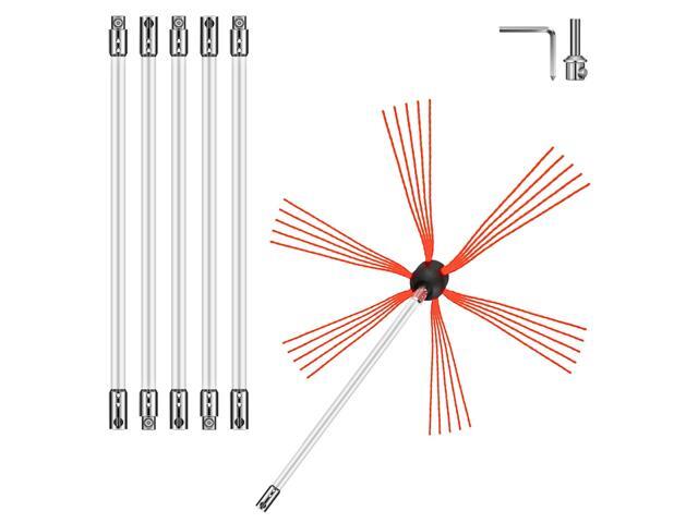 Chimney Sweep Kit 20FT Length, Chimney Brush Kit with 6 Nylon Flexible ...
