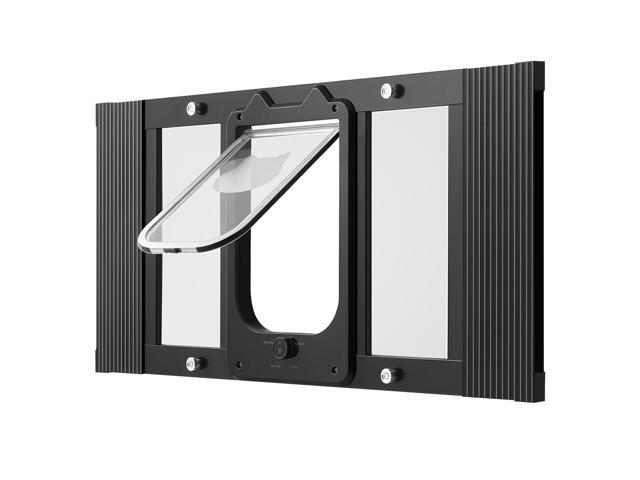 Cat Door for Window, Adjustable to Fit Window Width 27"-32", 4 Secure ...