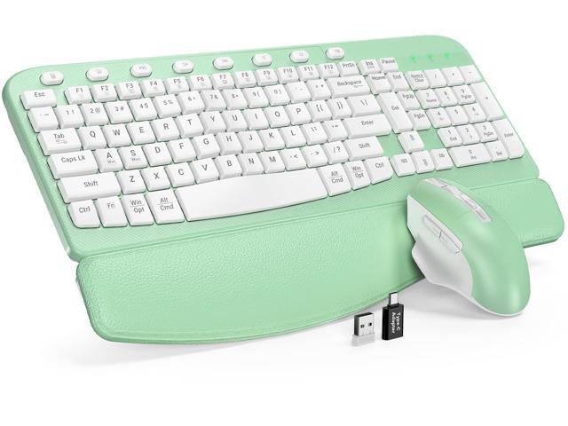 SABLUTE Wireless Keyboard and Mouse Combo, Ergonomic Wave Keys ...