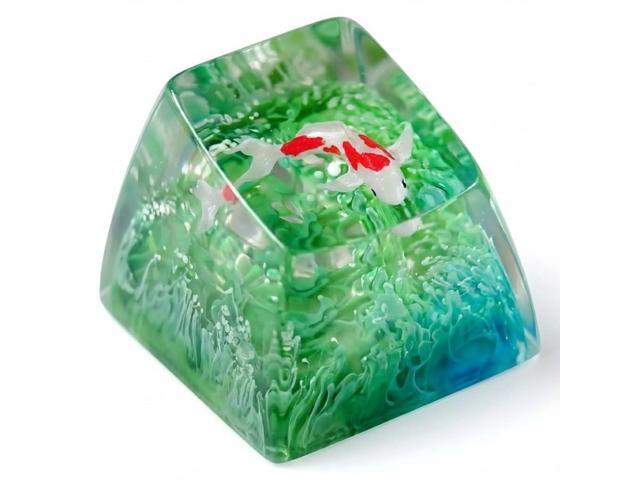 Kohaku Koi Fish Artisan Keycap Green Ocean R1 SA Profile Custom Keycaps ...