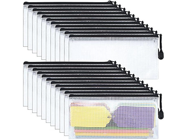 22 Pcs A6 Zipper File Bags, Mesh Zipper Pouch Document Bag Waterproof ...