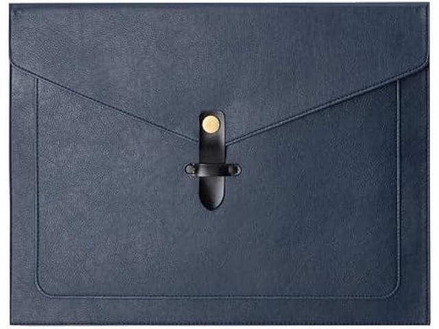 QiXin Blue PU Leather File Folder, Snap Closure File Organizer ...