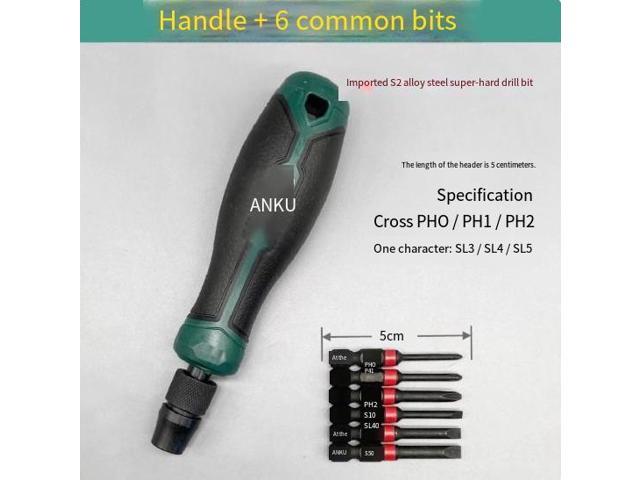 Multi-purpose screwdriver with three-jaw self-locking chuck and 6.35mm ...