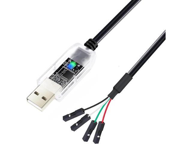 USB to TTL Adapter 3.3V 4 Pin USB to UART Debug Cable Prolific Chip LED ...