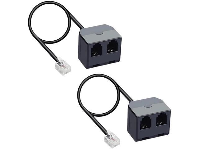 RJ11 1 to 2 Phone Line Splitter 6P4C Plugs Four Core Adapter with 4 ...