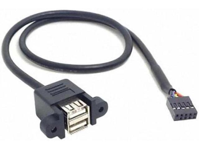U2-156 50cm Stackable Dual USB 2.0 A Type Female to Motherboard 9 Pin ...