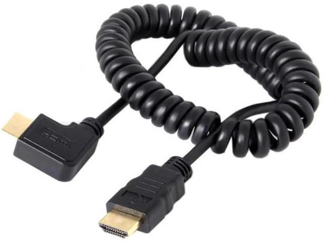 90 Degree Right Angled HDMI to HDMI Stretch Spring Cable for HDTV DVB ...