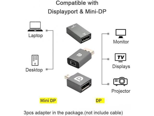 3pcs/set Mini DisplayPort 1.2 4K 60hz to DP Adapter Male Female Ultra ...