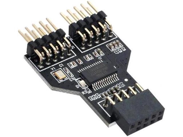 Motherboard 9pin USB 2.0 Header 1 to 2 Female Extension HUB Connector ...