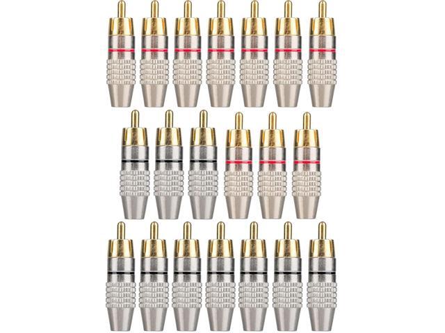 20Pack RCA Male Plug Solder Gold Audio Video Cable Adapter Connector ...