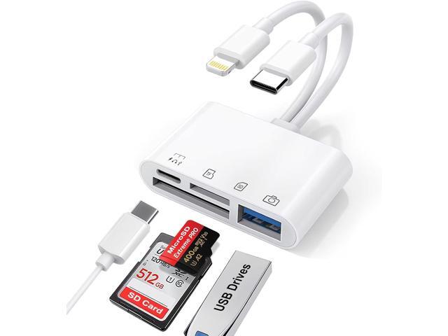 SD Card Reader for iPhone iPad Android USB-C & Lightning to SD/MicroSD ...