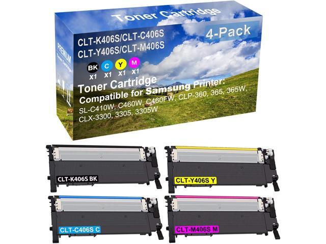 4-Pack (BK+C+Y+M) Compatible CLP-360, 365, 365W Printer Toner Cartridge ...