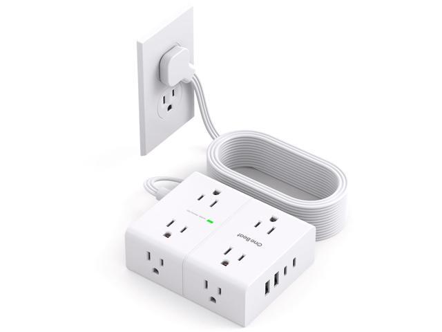 10Ft Extension Cord with Multiple Outlets, Flat Plug Surge Protector ...