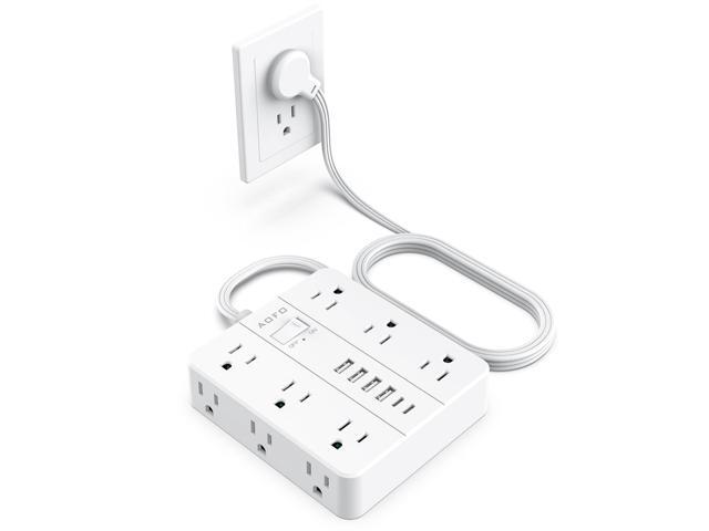 AOFO Flat Power Strip, Flat Wall Plug Extension Cord with Multiple ...