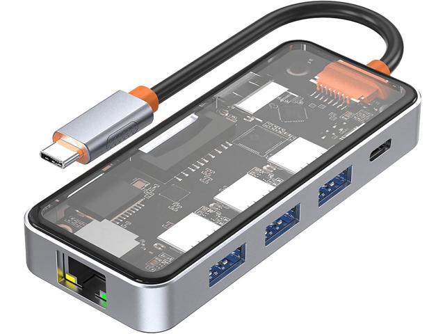 DroiX NT8 Clear USB Hub with Ultra-Fast RJ45 Gigabit Ethernet, 4K HDMI ...