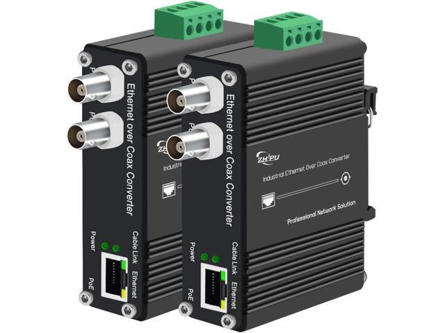 EOC Converter, Ethernet Over Coaxial Adapter with PoE+ & DIN-Rail Mount ...